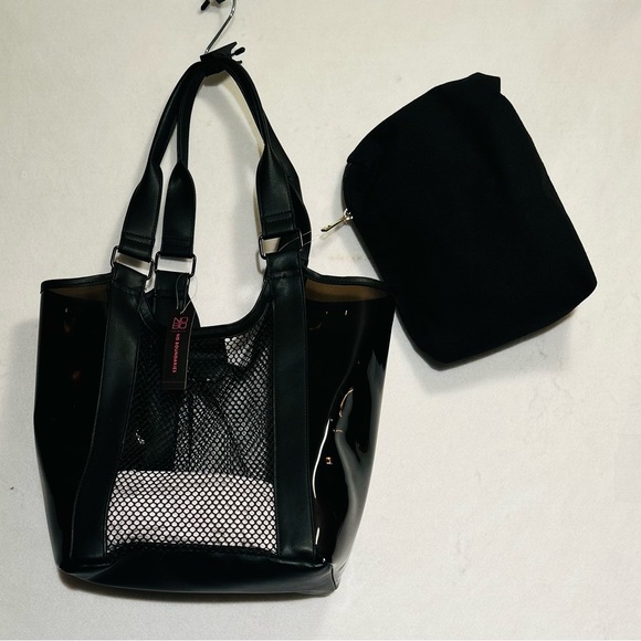 Bags | Honeycomb Monogram Black Patten And Mesh Tote Handbagw Smaller ...